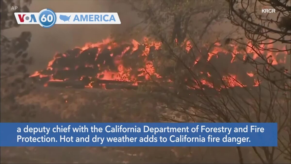 VOA60 America - 4,400 firefighters battling 14 large fires in California
