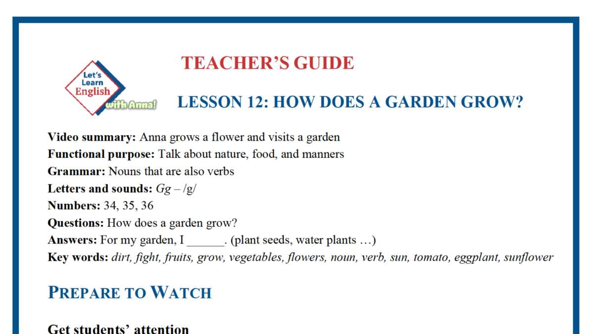 LLE-A Lesson 12: How Does a Garden Grow?