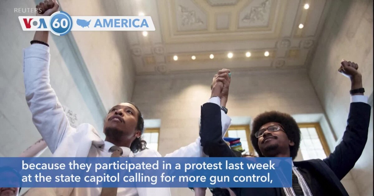 VOA60 America - Tennessee expels two Democratic lawmakers