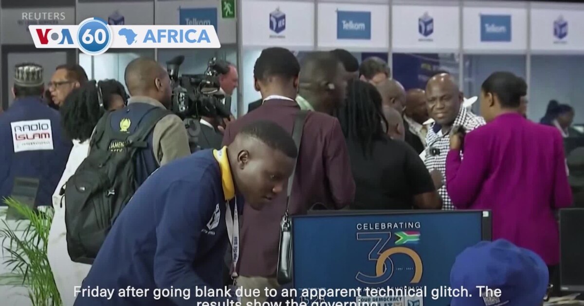 VOA60 Africa - South Africa partial election results show ANC leads but short of majority