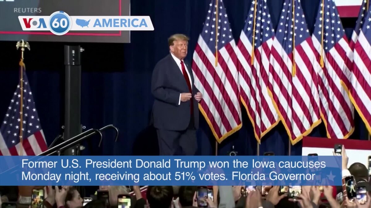 VOA60 America - Trump wins Iowa caucuses VOA60 America - Trump wins Iowa caucuses