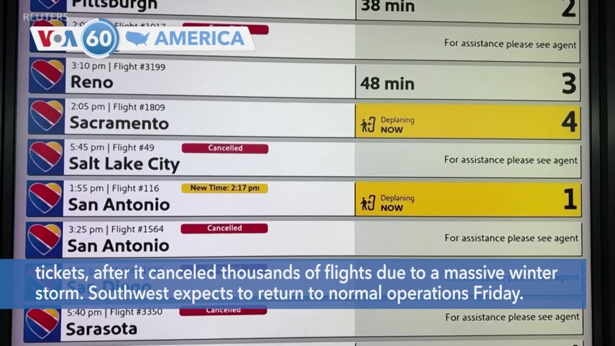 Voa60 America Southwest Expects To Return To Normal Operations Friday