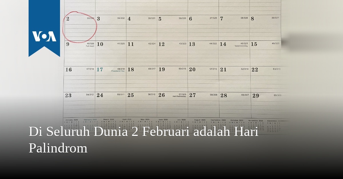 Di Seluruh Dunia 2 Februari adalah Hari Palindrom
