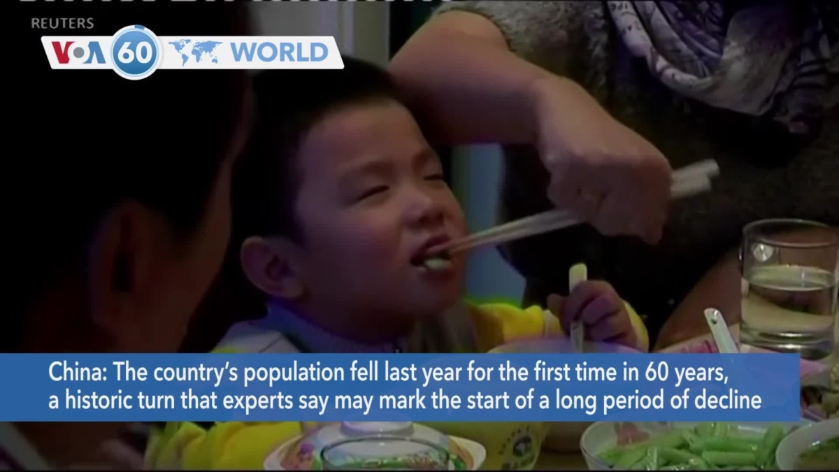 VOA60 World - China's population fell in 2022 for the first time in 60 ...