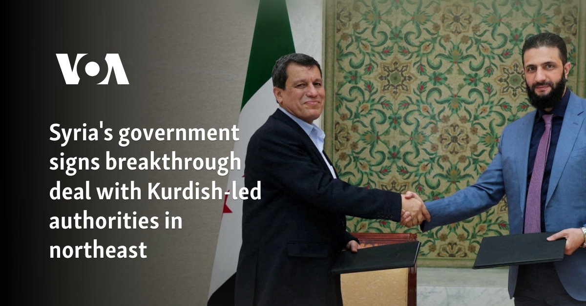 Syria's government signs breakthrough deal with Kurdish-led authorities ...