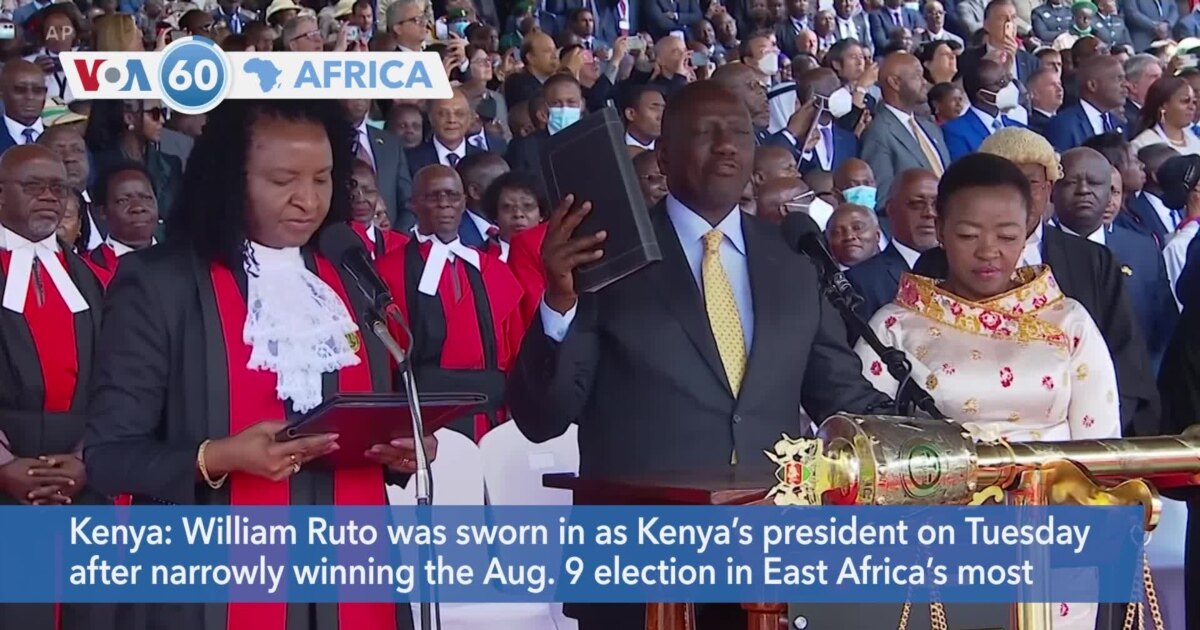 VOA60 Africa - William Ruto sworn in as Kenya's president