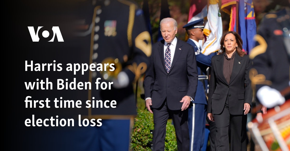 Harris appears with Biden for first time since election loss