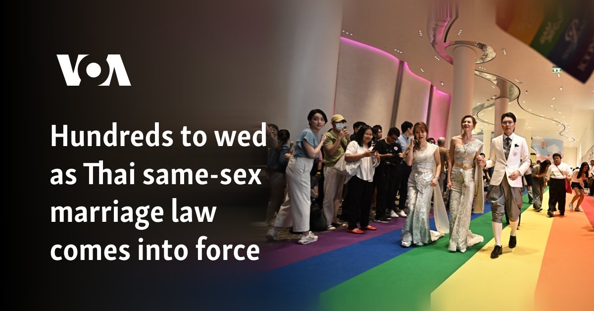 Hundreds to wed as Thai same-sex marriage law comes into force