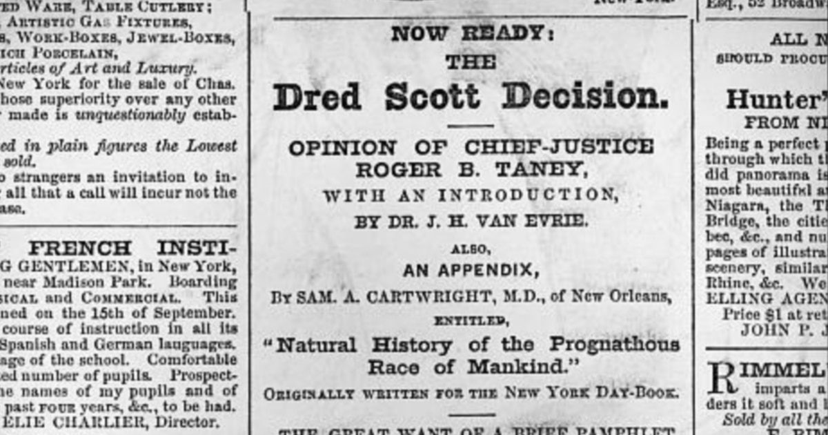 Dred Scott Ruling Opens the Whole Country to Slavery