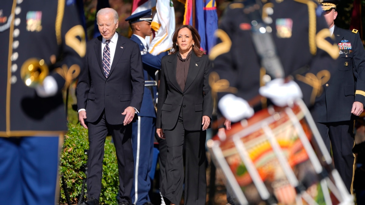 Harris appears with Biden for first time since election loss