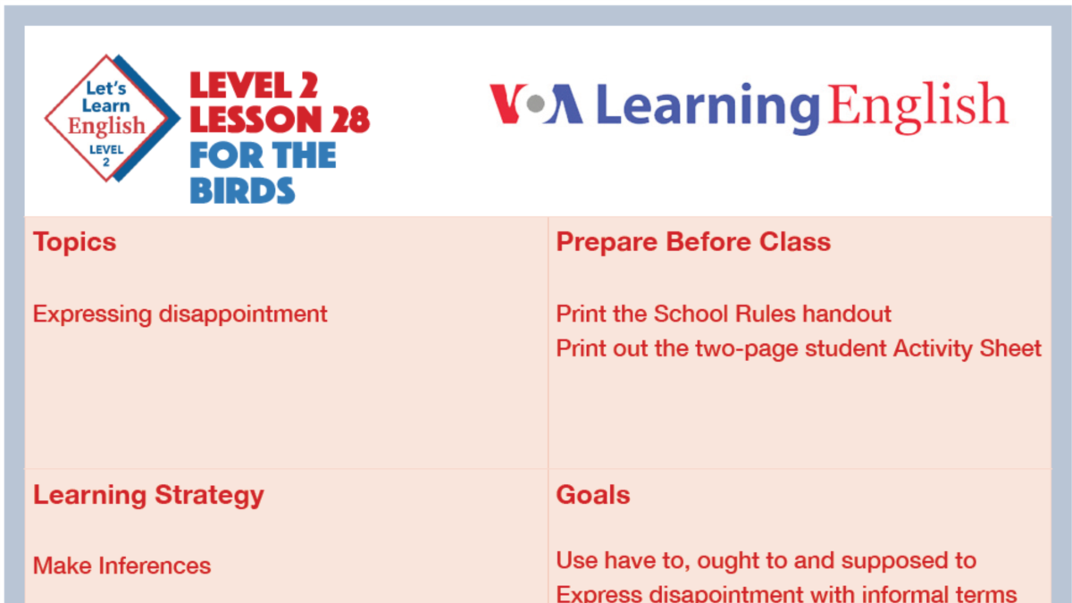 Let’s Learn English - Level 2 - Lesson 28