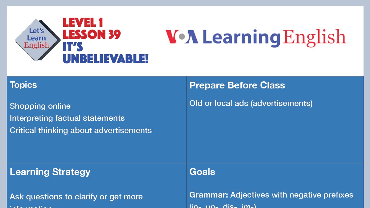 Let's Learn English - Level 1 - Lesson 39
