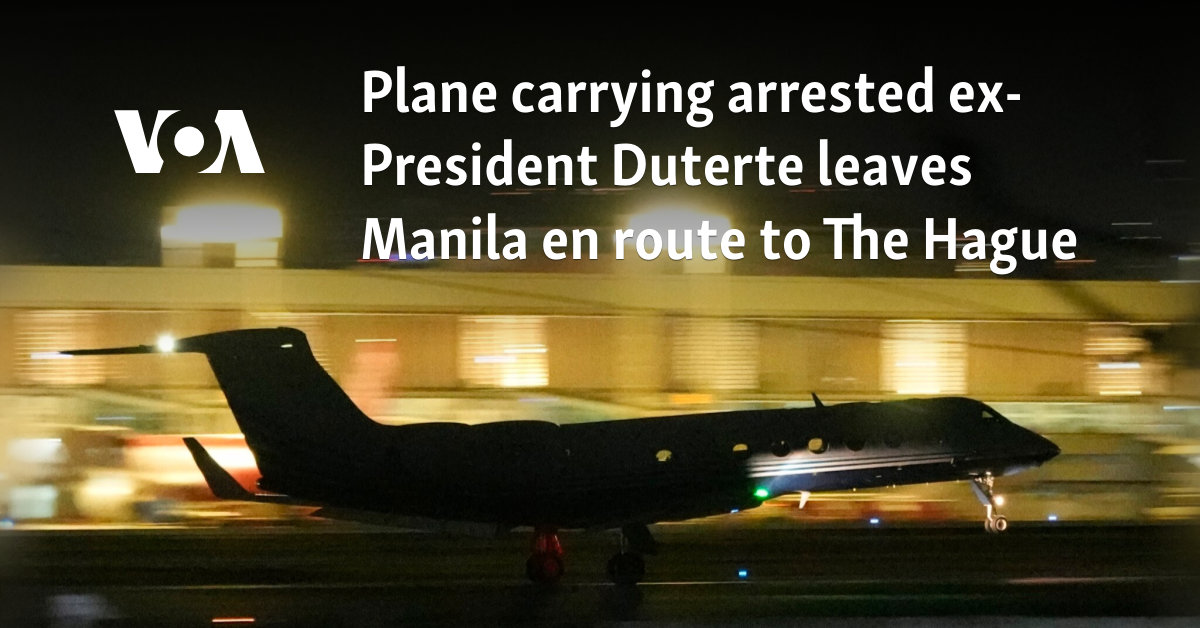 Plane carrying arrested ex-President Duterte leaves Manila en route to ...