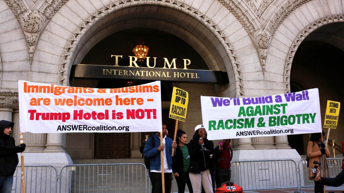 Hundreds Protest Trump at Opening of His Hotel
