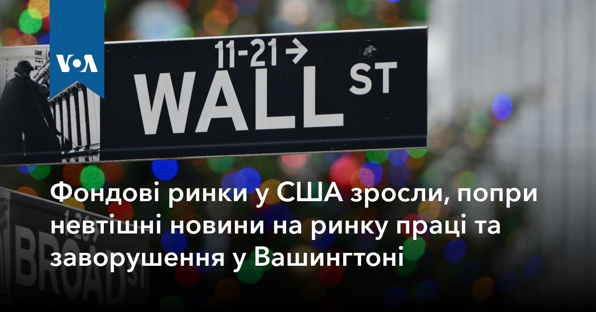Фондові ринки у США зросли попри невтішні новини на ринку праці та