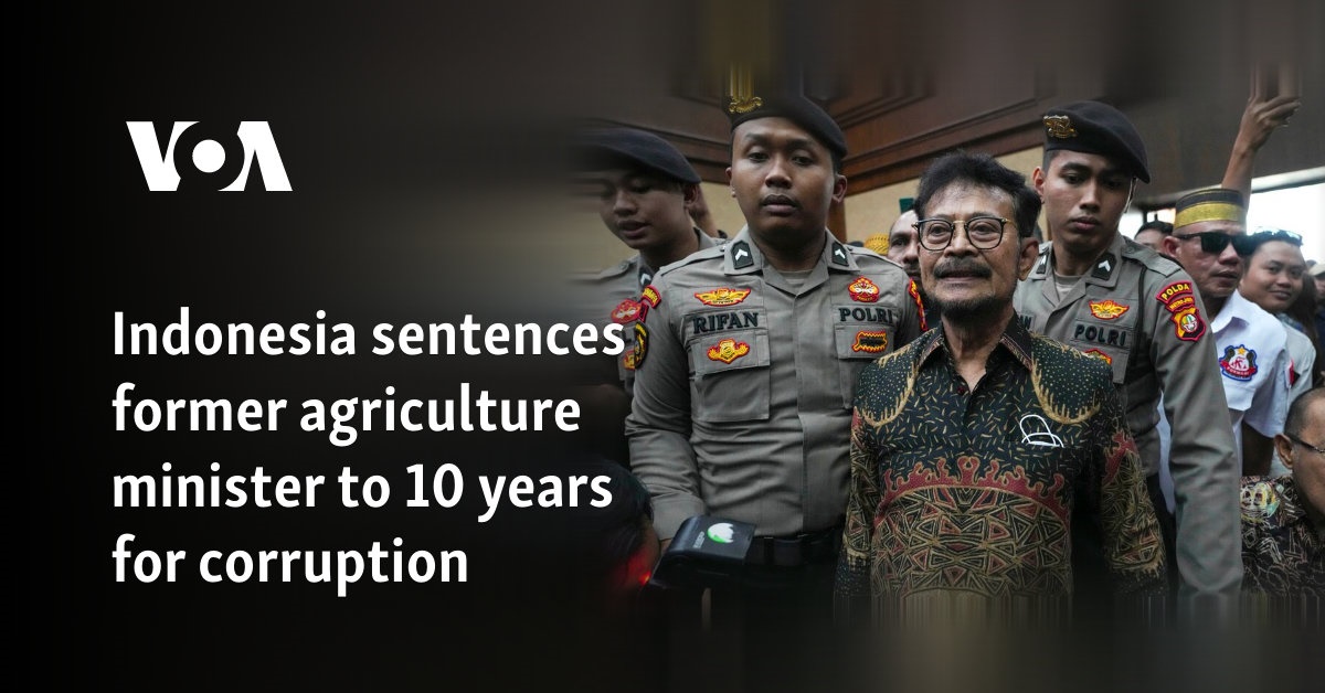 Indonesia Sentences Former Agriculture Minister To 10 Years For Corruption