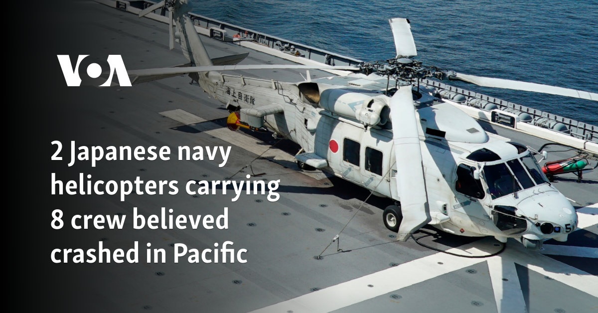 2 Japanese navy helicopters crash in Pacific, leaving 1 dead, 7 missing
