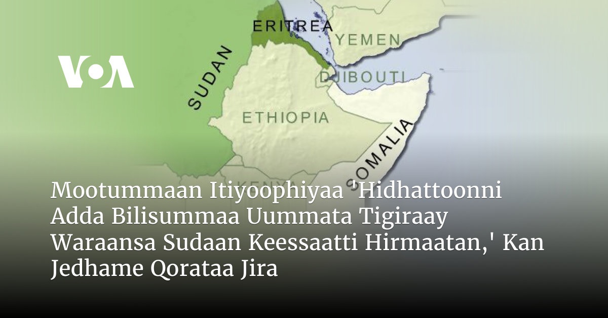 Mootummaan Itiyoophiyaa 'Hidhattoonni Adda Bilisummaa Uummata Tigiraay Waraansa Sudaan ...