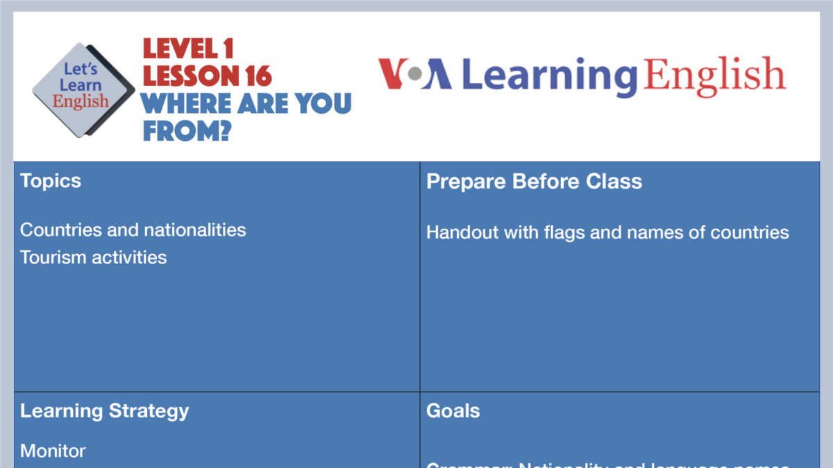 Let's Learn English - Level 1 - Lesson 16