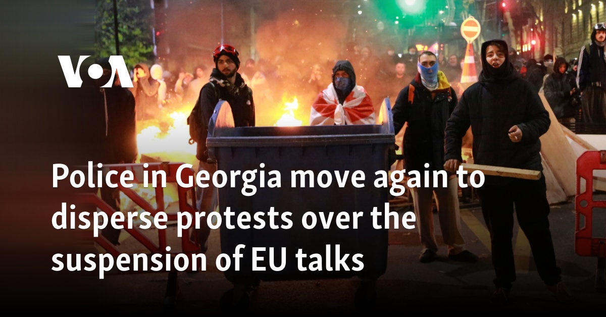 Police in Georgia move again to disperse protests over the suspension ...