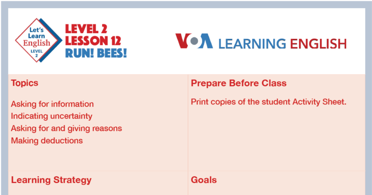 Let’s Learn English - Level 2 - Lesson 12