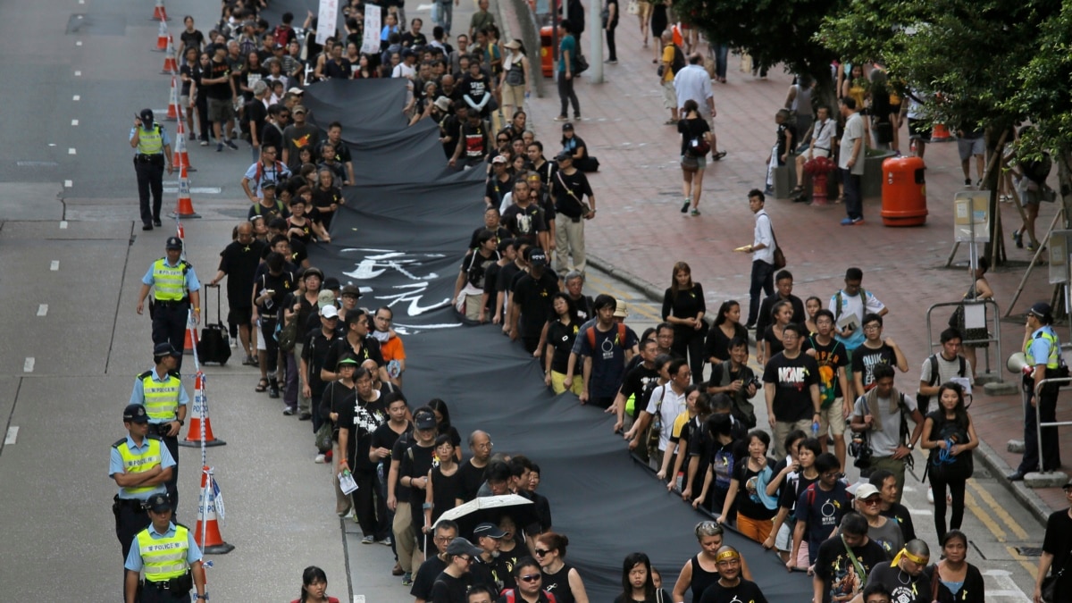 Pro-Democracy Protesters Stage 'Black Cloth' March in Hong Kong