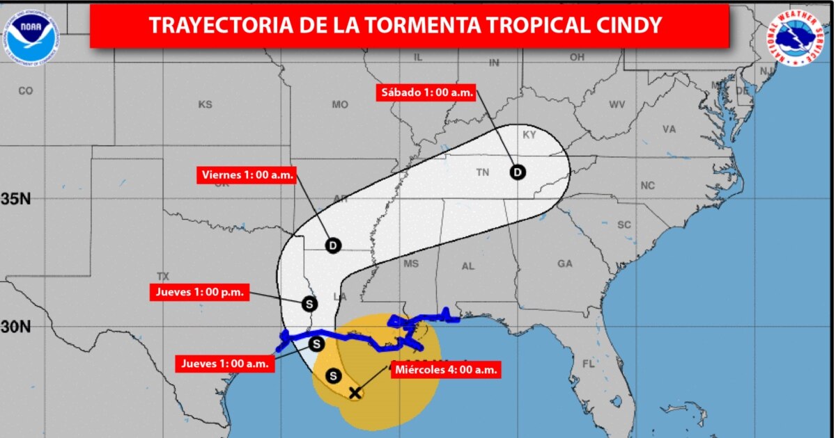 Tormenta Cindy avanza hacia Texas y Louisiana