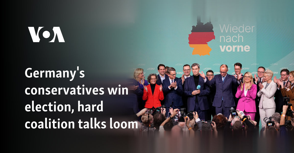 Germany's conservatives win election, hard coalition talks loom