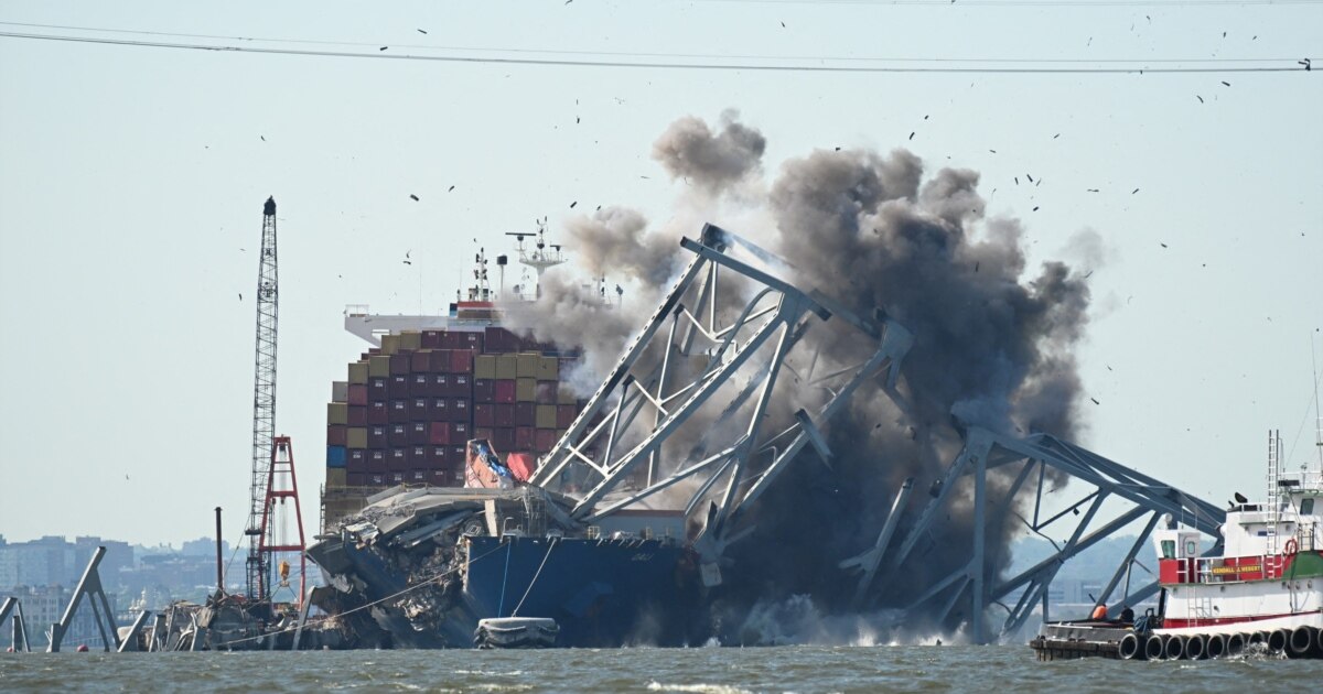 Se realiza demolición controlada de puente colapsado en Baltimore