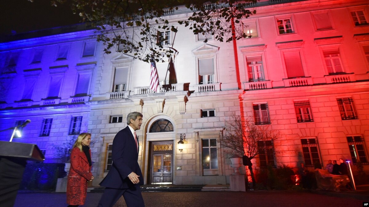 Mourners Gather at French Embassy in Washington, D.C.