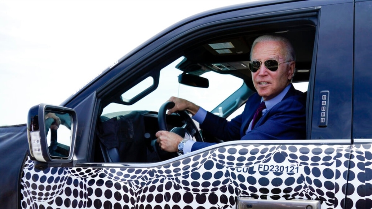 Biden Test-Drives New Truck to Promote Electric Vehicles