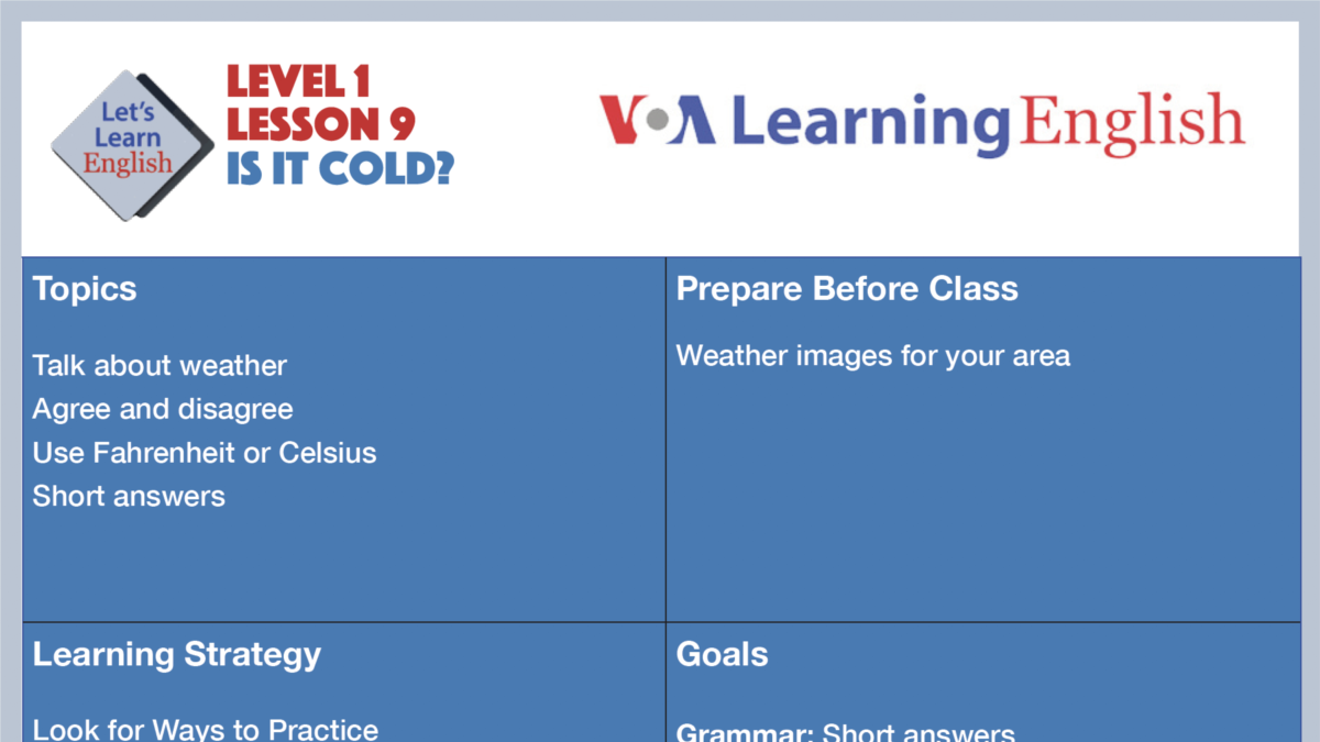 Let's Learn English - Level 1 - Lesson 9