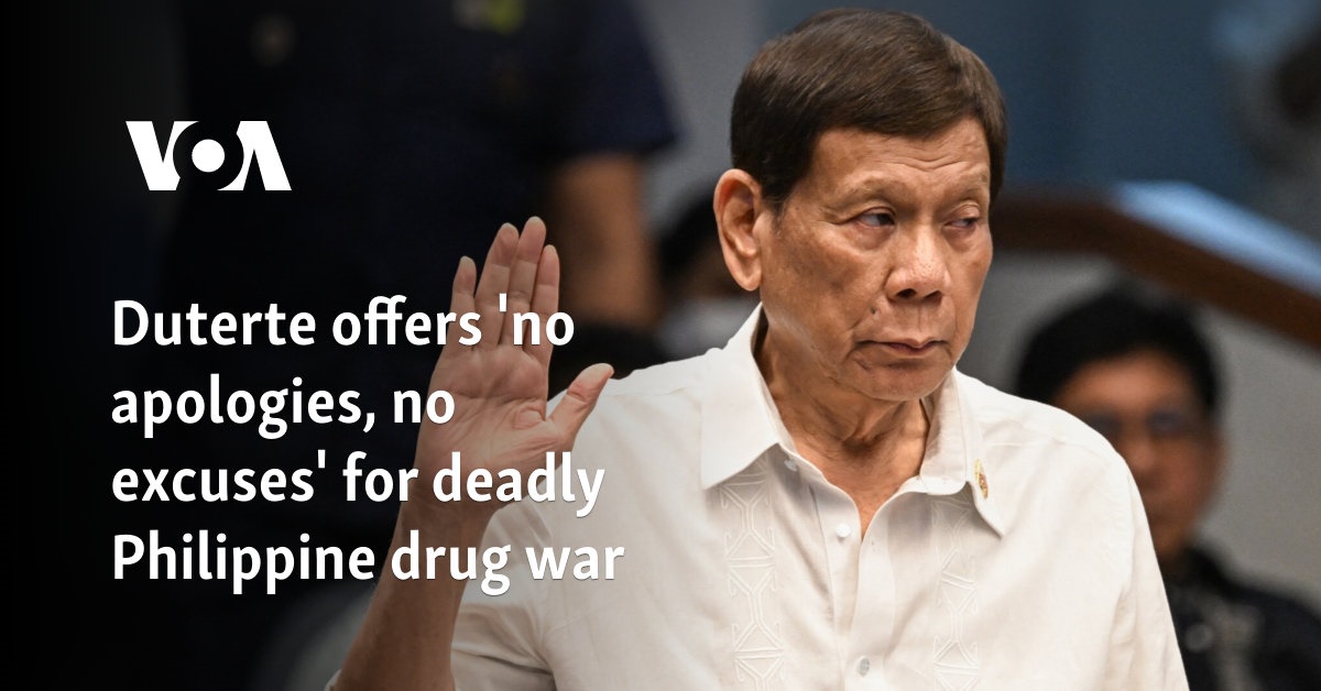 Duterte offers 'no apologies, no excuses' for deadly Philippine drug war
