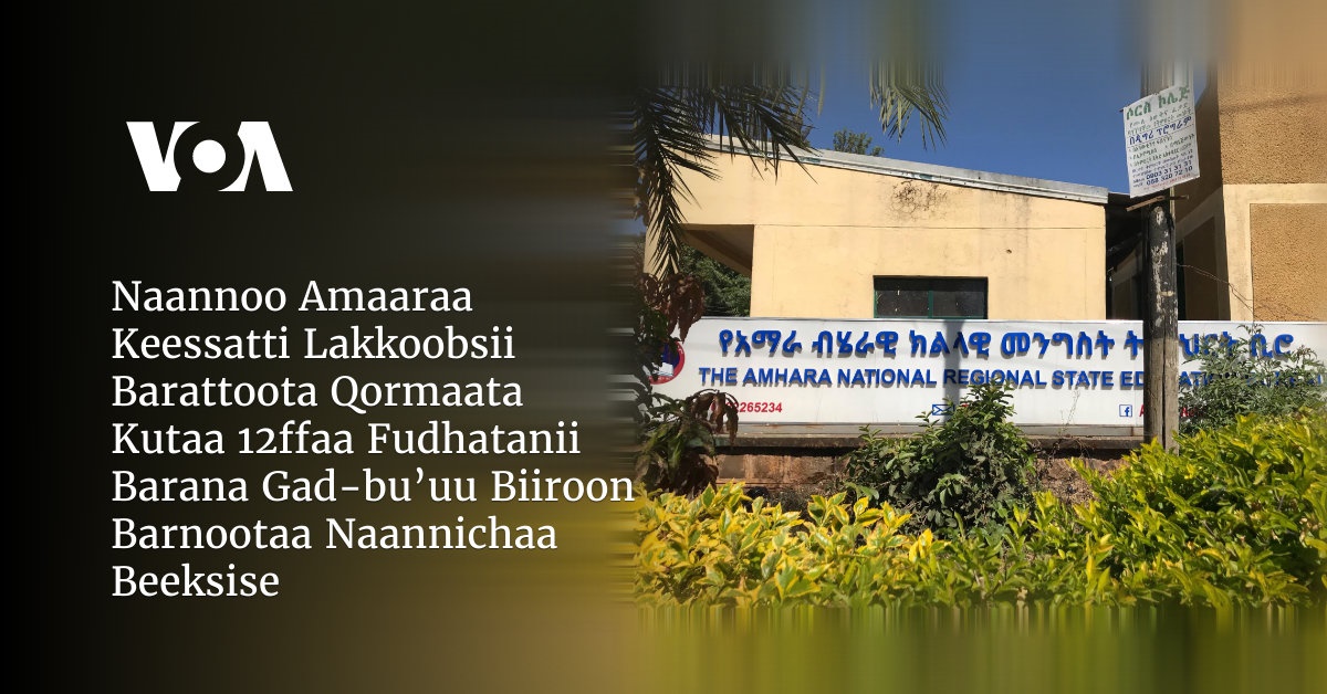 Naannoo Amaaraa Keessatti Lakkoobsii Barattoota Qormaata Kutaa 12ffaa ...