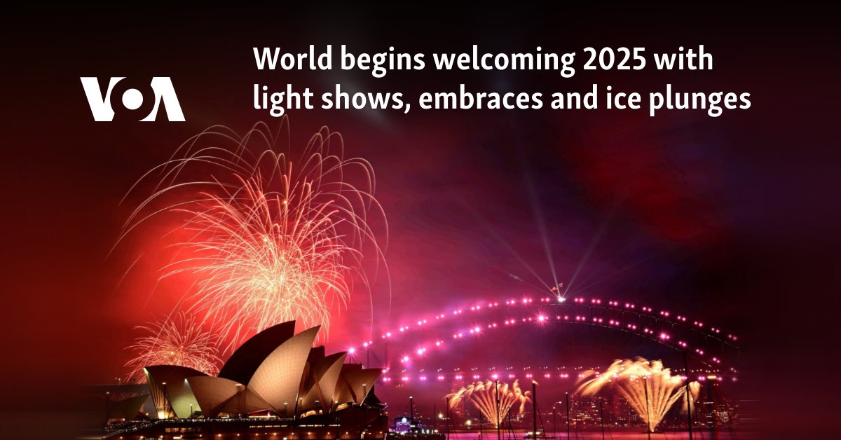 World welcomes 2025 with light shows, embraces and ice plunges