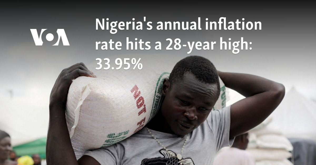 Nigeria's annual inflation rate hits 28-year high: 33.95%
