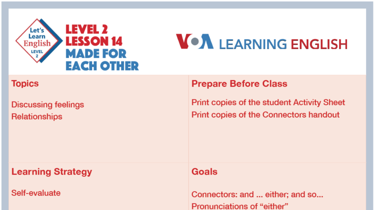 Let’s Learn English - Level 2 - Lesson 14