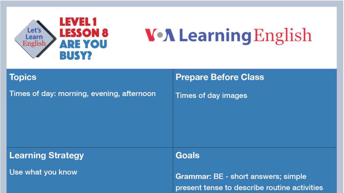 Let's Learn English - Level 1 - Lesson 8