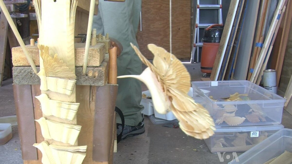 Artist Uses Special Skills to Create Wood 'Fan Birds'