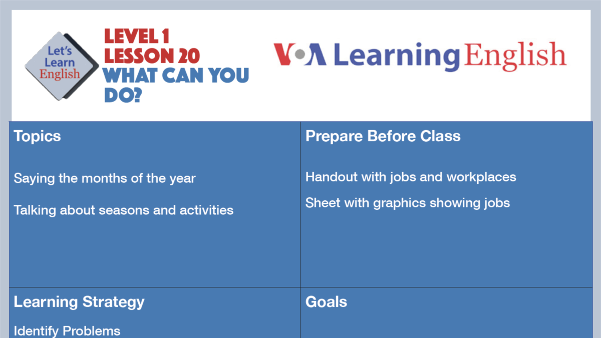 Let's Learn English - Level 1 - Lesson 20