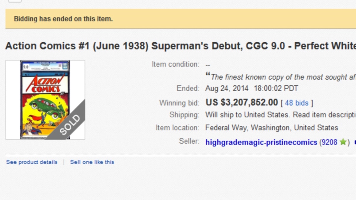 Record Price Paid for First Superman Comic Book