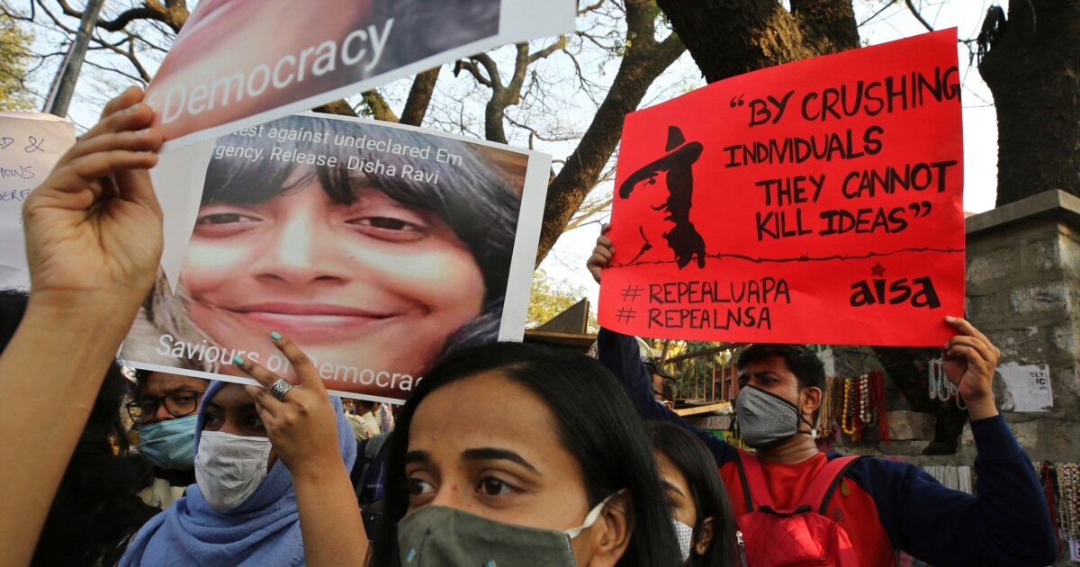 Supporters Protest Detention of 22-Year-Old Indian Climate Activist
