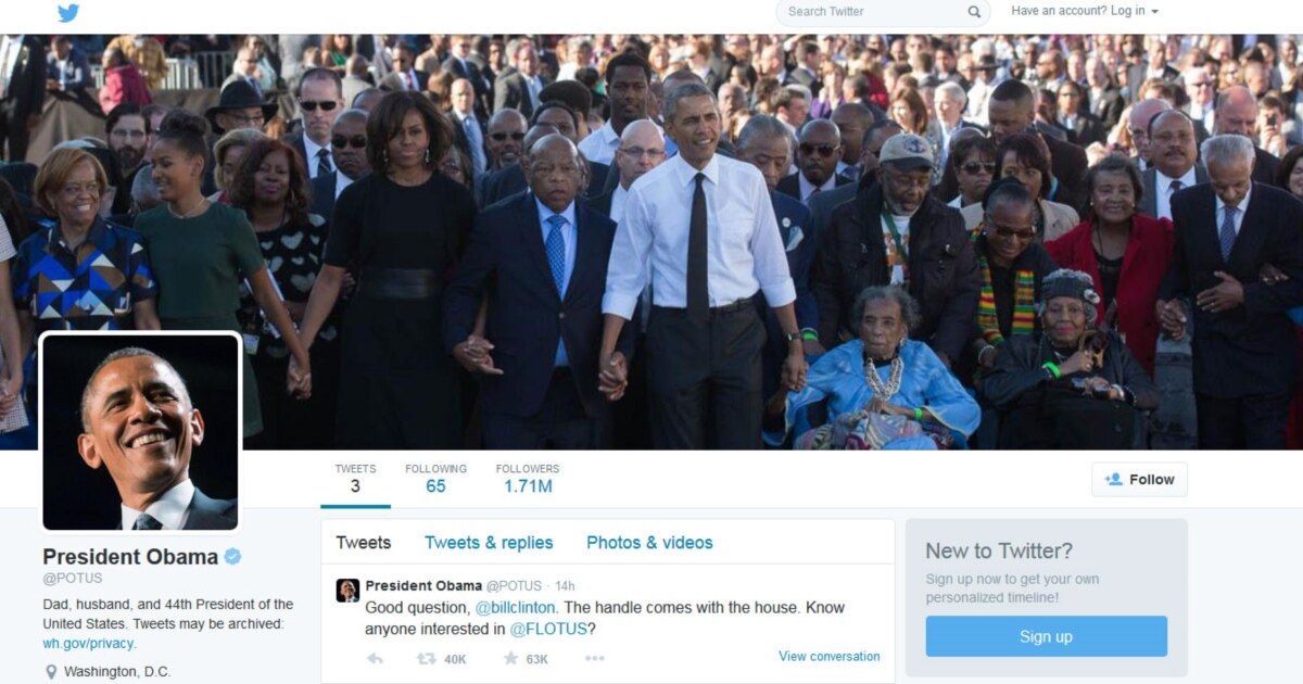 @POTUS Tweets, 1.6 Million Follow