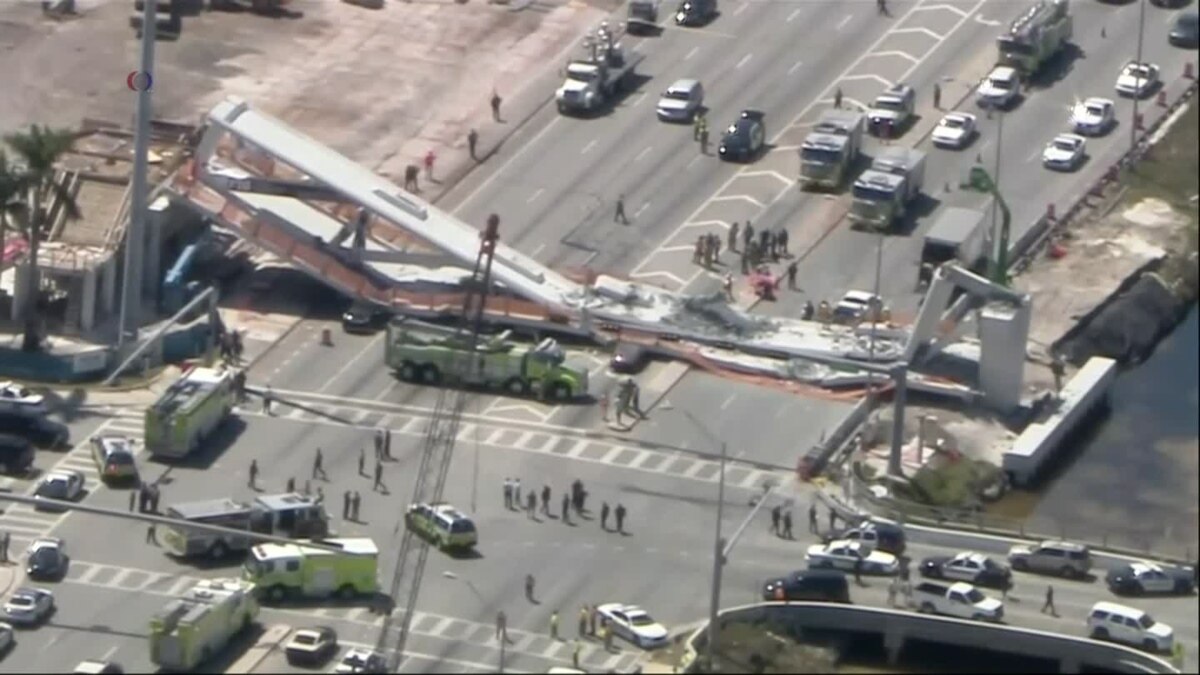 Aerial View of Florida Bridge Collapse
