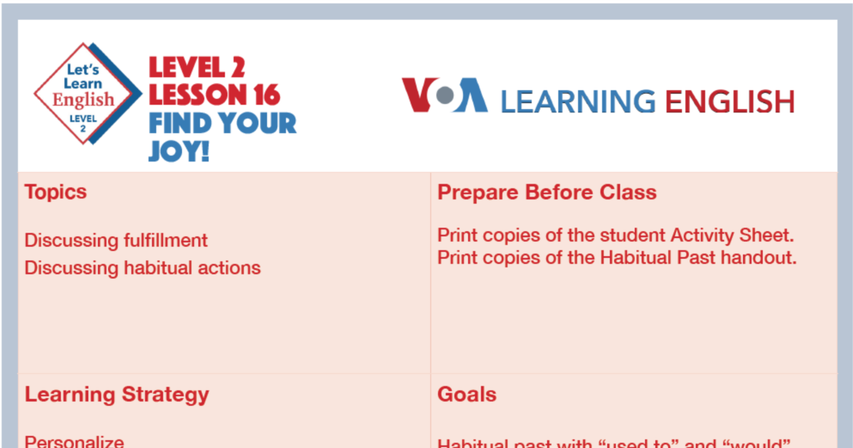 Let’s Learn English - Level 2 - Lesson 16