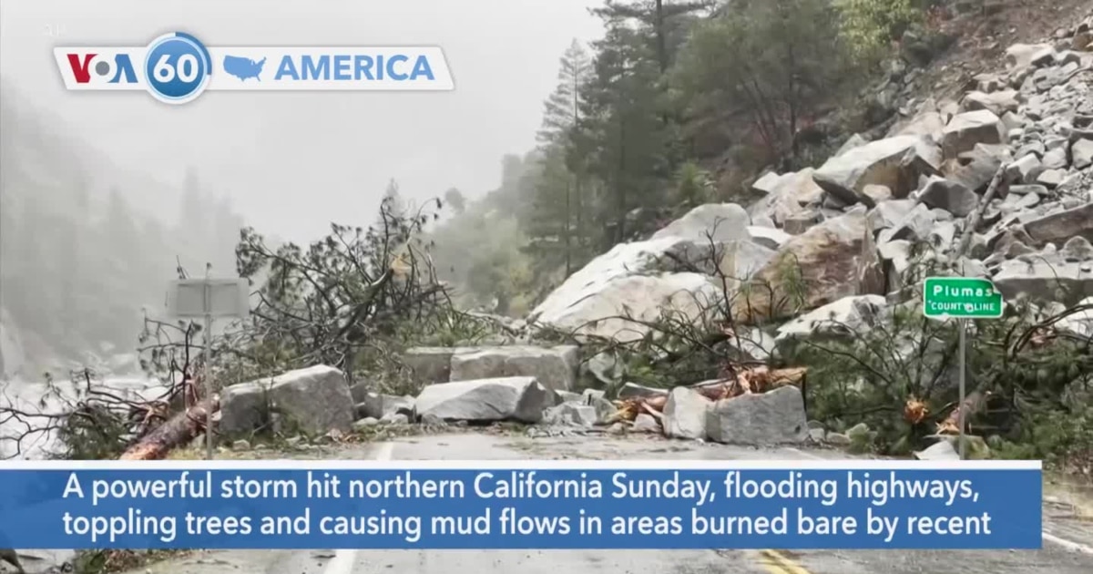 VOA60 America - Powerful storm hits California flooding highways ...
