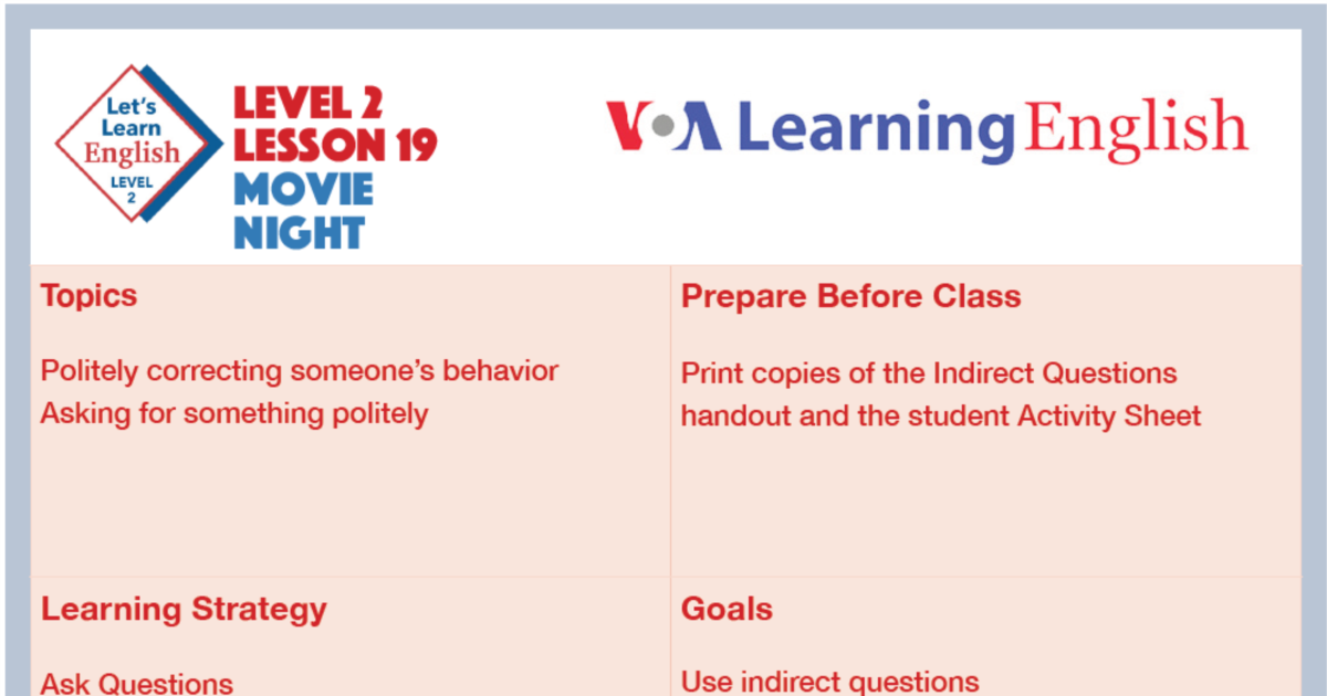 Let’s Learn English - Level 2 - Lesson 19